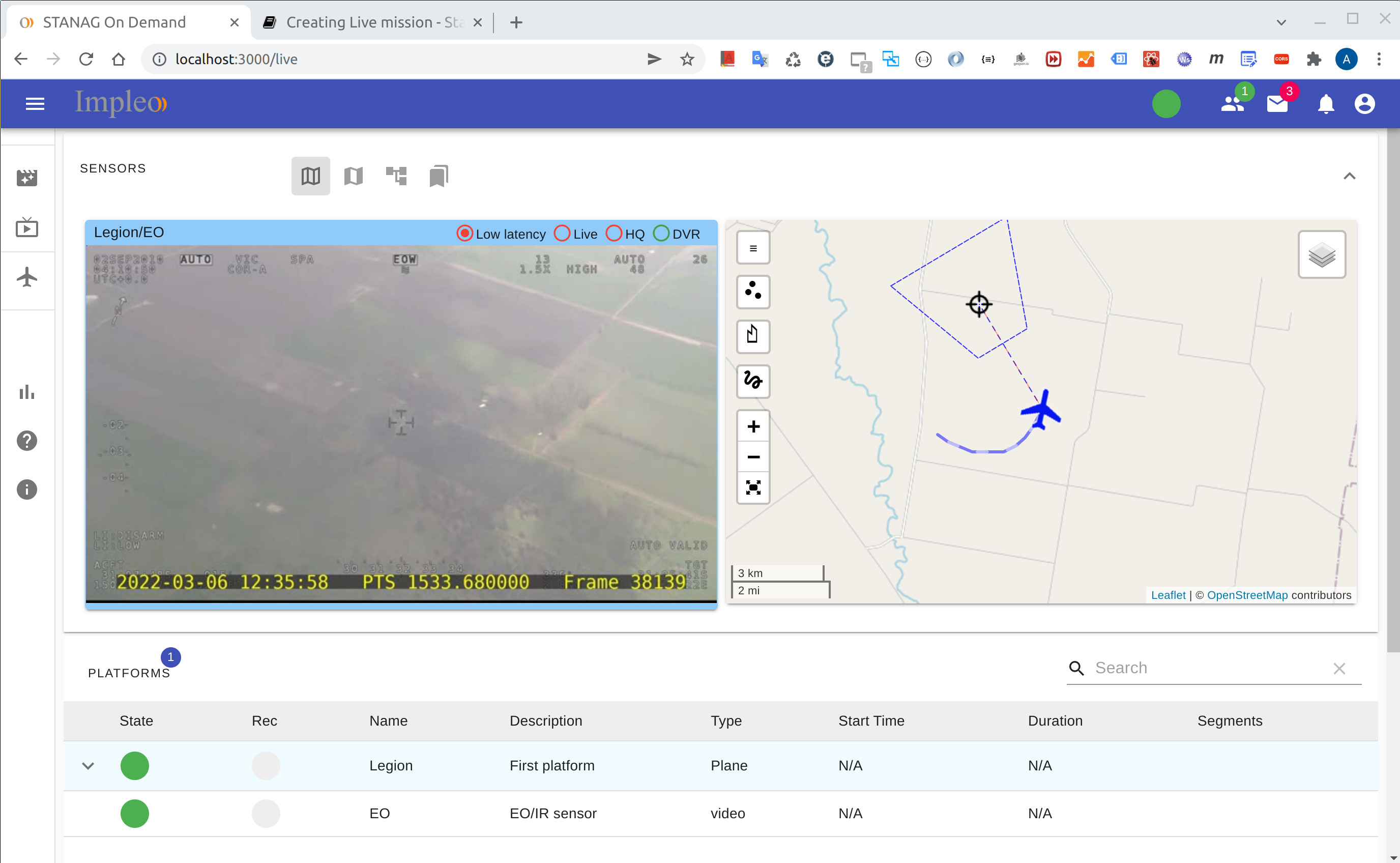 Creating Live mission - Stanag On Demand Server